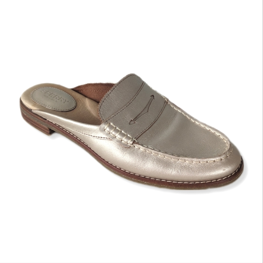 Sperry Women's Seaport Penny Gold Leather Mules - Gem